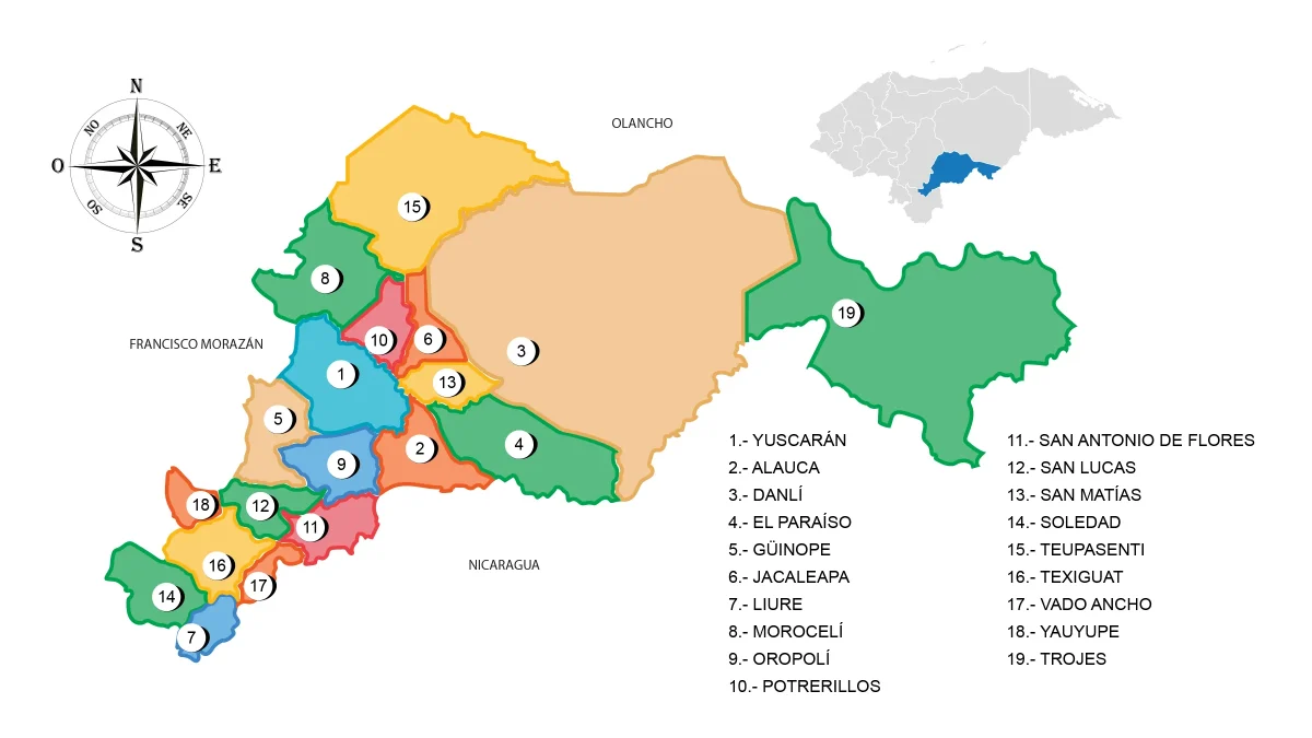 Mapa del Departamento de El Paraíso – RedHonduras.com - El referente de ...